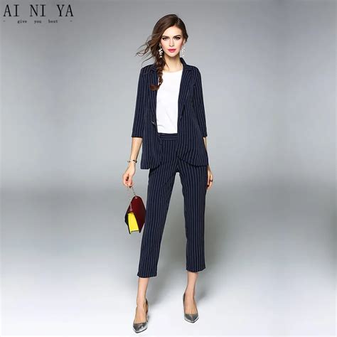 Jacketpants Women Business Suits Formal Office Uniform Styles Navy