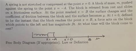 solved a spring is not stretched or compressed at the point