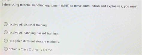 Solved Before Using Material Handling Equipment Mhe To Move