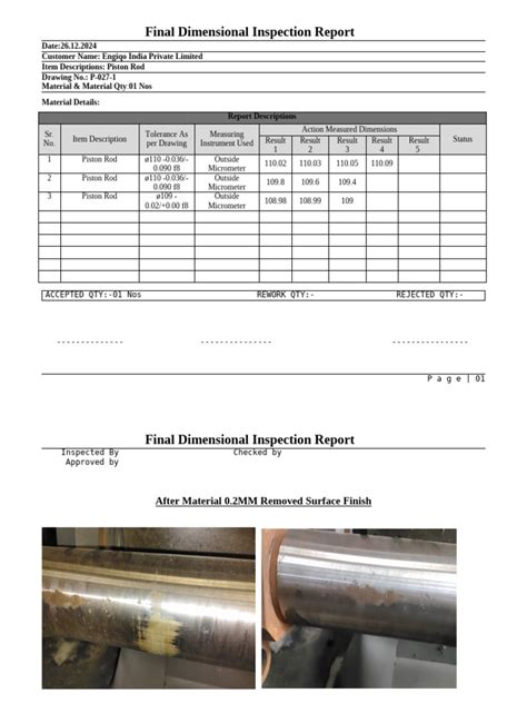 Dimensional Inspection Report Format Pdf