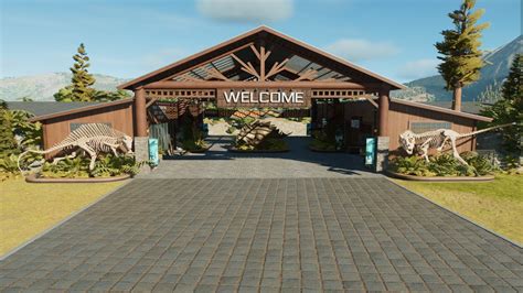 Park Entrance Jurassic Lodge Workshop Jurassic World Evolution 3