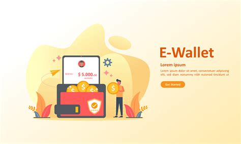 전자 지갑 개념으로 송금 금융 저축 및 온라인 지불 웹 방문 페이지 Ui 모바일 앱 배너 템플릿에 적합합니다 벡터 일러스트레이션 벡터에 대한 스톡 벡터 아트 및 기타 이미지