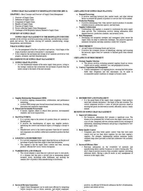 Hpc 8 Handout Pdf Supply Chain Supply Chain Management