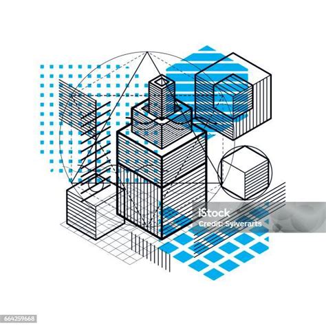 추상적인 아이소메트릭 요소와 배경 선 및 도형을 선형 예술 벡터 큐브 육각형 사각형 직사각형 및 다른 추상적인 요소 0명에 대한 스톡 벡터 아트 및 기타 이미지 Istock