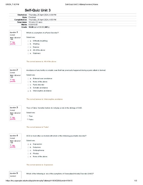 HS 4241 Self-Quiz Unit 3 - Question 1 Correct Mark 1 out of 1. Flag ...