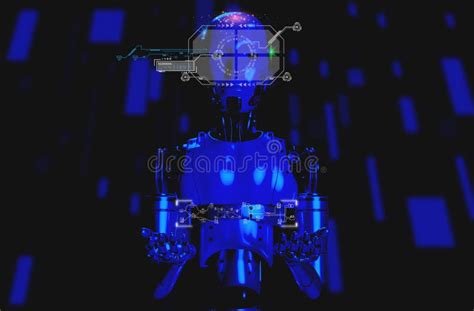 D Robotic With Element Futuristic Digital Icon Processing For Target