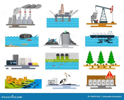 Ecological Problems In Nature Stock Vector Illustration Of City