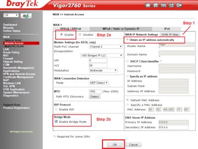 Configuring Vigor For VDSL Bridge Mode DrayTek FAQ