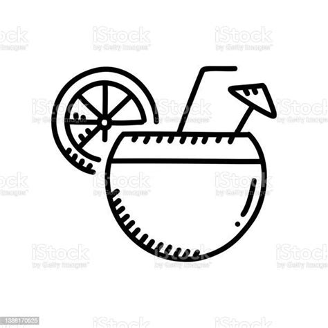 코코넛 칵테일 핸드 그린 아이콘 낙서 스타일 벡터 일러스트레이션 코코넛에 대한 스톡 벡터 아트 및 기타 이미지 코코넛 0명 과일 Istock