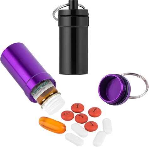 Keychain Pill Holder For Nitroglycerin 2 Pack Mini Waterproof Portable Travel Purse