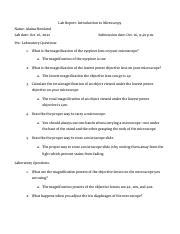 Lab 8 Intro To Microscopy Google Docs Pdf Lab Report Introduction To Microscopy Name