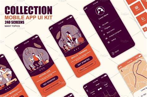 mobile app ui kit template templates and themes ~ creative market