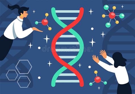 Dna Gene Inheritance Biology Science Woman And Man Holding And Explore Genome Medicine