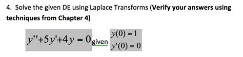Solved Solve The Given DE Using Laplace Transforms Verify Chegg