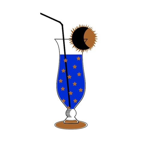 Premium Vector Night Cocktail Sun The Stars And A Cocktail Glass