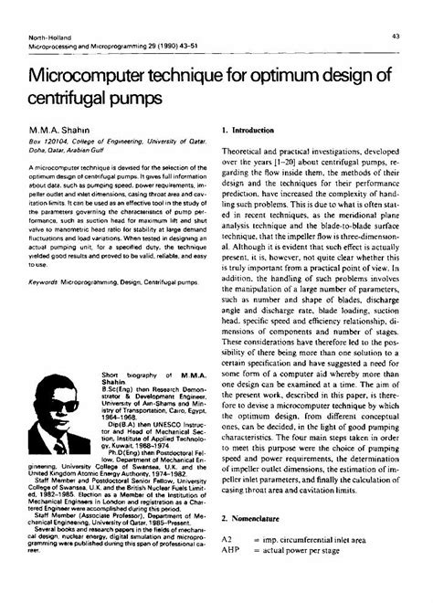 Pdf Microcomputer Technique For Optimum Design Of Centrifugal Pumps