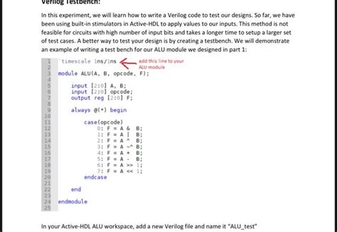 Ur Verilog Testbench In This Experiment We Will Chegg