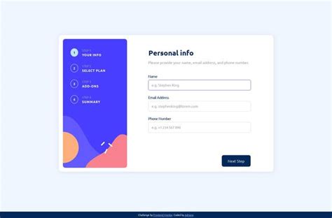 Frontend Mentor Multi Step Form With Jquery And Css Bem Responsive Web Design Coding