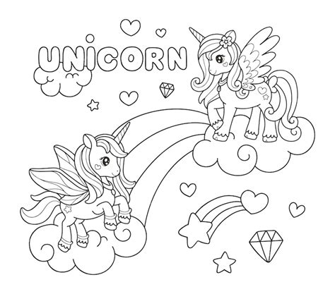 Premium Vector Unicorn Rainbow Coloring Page