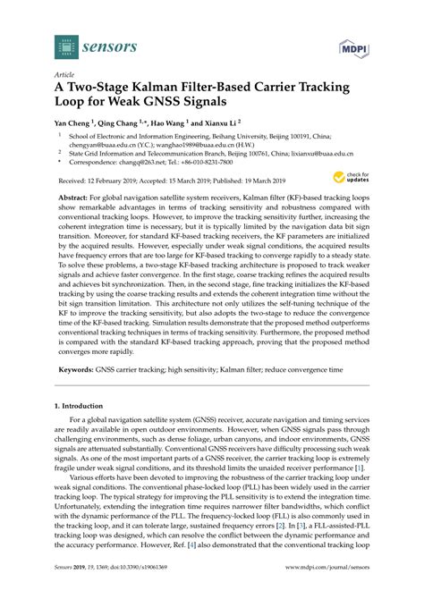 pdf a two stage kalman filter based carrier tracking loop for weak