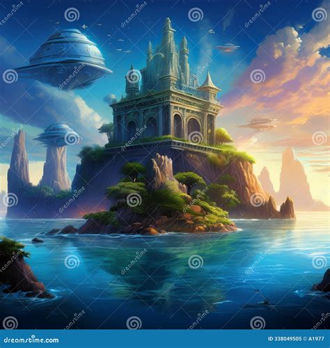 Atlantis Misterious Island Ai Generated Stock Illustration