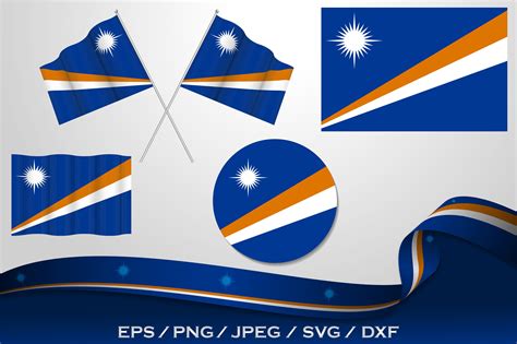 Set Of Marshall Islands Flags Designs Graphic By Terrabismail
