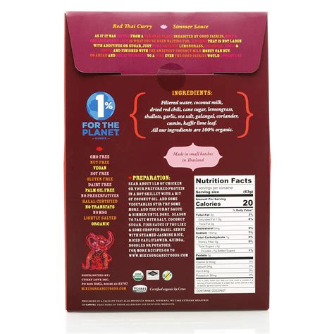 Mikes Organic Red Thai Curry Sauce Vegan Dairy Free Organic 6x8