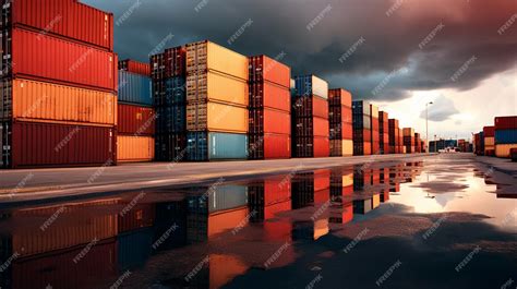 Container Cargo Ship With Containers In Sea Port Logistics And Freight
