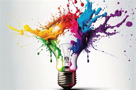 Premium Photo Illustration Of Colorful Bulb With Splash Of Colors On
