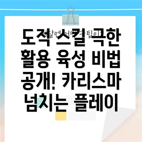 바람의나라 클래식 도적 육성 가이드 스킬 사용법 완벽 정리