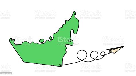 흰색 배경에 줄 그리기로 종이 평면 Uae의 색상지도 0명에 대한 스톡 벡터 아트 및 기타 이미지 0명 12월 경제