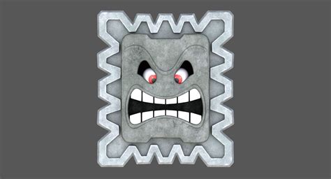 Thwomp Cinder Block Super Mario Assets 3d Model 22 C4d Fbx Obj