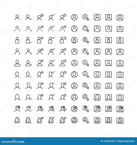 Set Icons Thin Line Of User Interface And Avatars Stock Illustration Illustration Of People