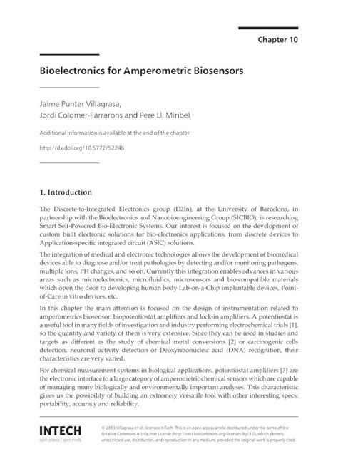 PDF Bioelectronics For Amperometric Biosensors The Interest In Electrochemical Sensors And