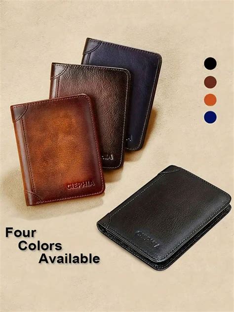 Portefeuille pliant vintage pour hommes en cuir véritable blocage