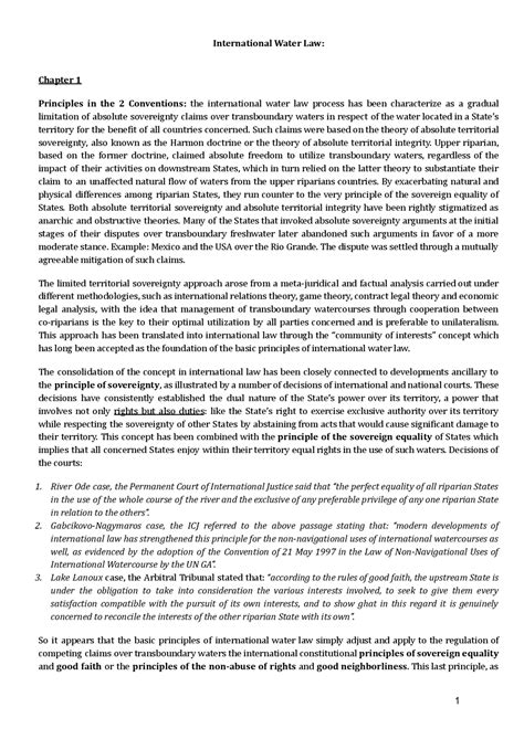 Riassunto International Water Law Appunti Di Diritto Internazionale