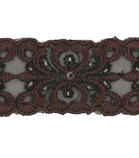 Wrights Sheer Band Trim With Beads 15 Brown Joann