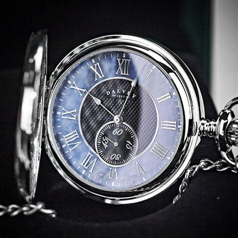 Dalvey Full Hunter Pocket Watch Set Black Mother Of Pearl Watches