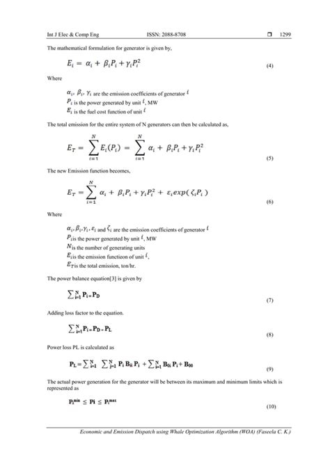 Economic And Emission Dispatch Using Whale Optimization Algorithm Woa
