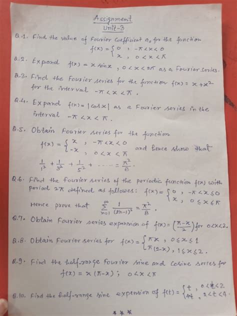 Semester Ii Maths Ii Assignment 3 Unit Iii Pdf