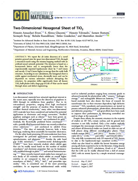 pdf two dimensional hexagonal sheet of tio2 alireza ghasemi