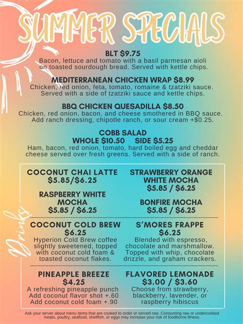 Cafe Menu — The Mitten Cafe And Bakeshop