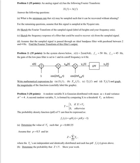 Solved Problem 1 35 Points An Analog Signal Xt Has The