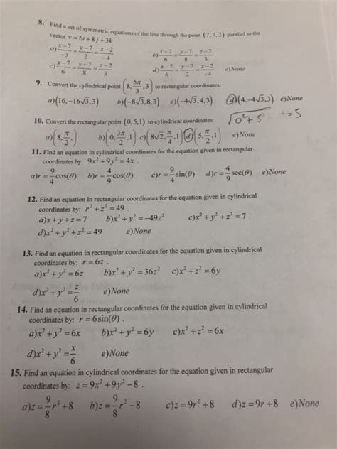 Solved A Set Of Symmetric Equations Of The Line Through The