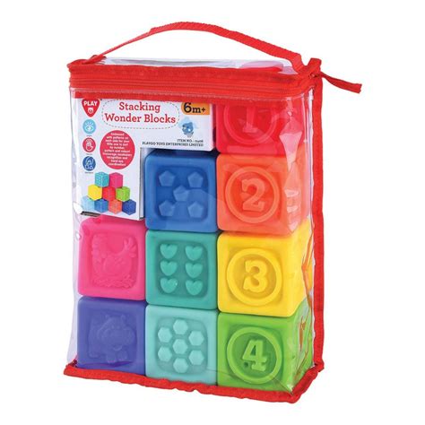 Squeezable Textured Stacking Blocks 9 Pieces