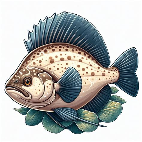 A Cute Halibut Cartoon Vector Art Illustration White Background
