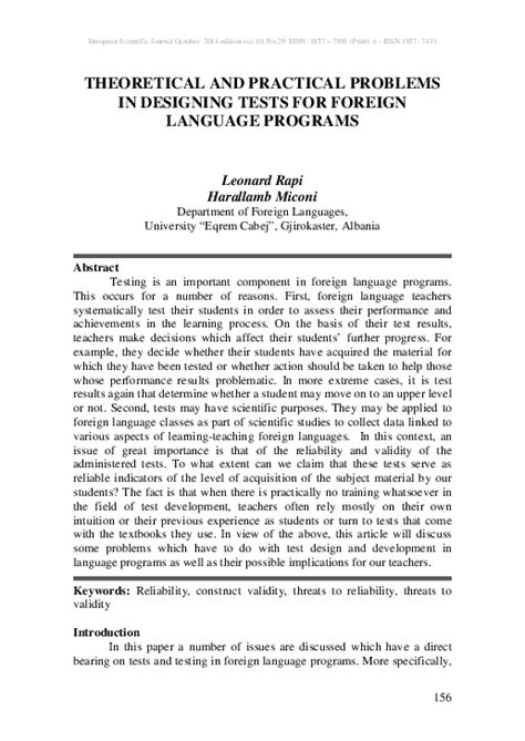 Pdf Theoretical And Practical Problems In Designing Tests For Foreign