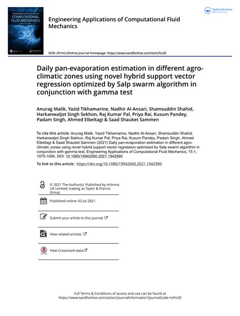 Pdf Daily Pan Evaporation Estimation In Different Agro Climatic Zones Using Novel Hybrid