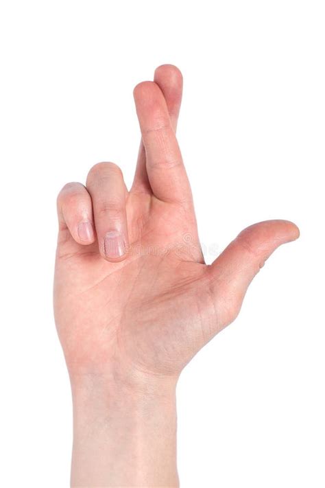 Finger Crossed Hand Sign Good Luck Symbol Isolated On White Crossed