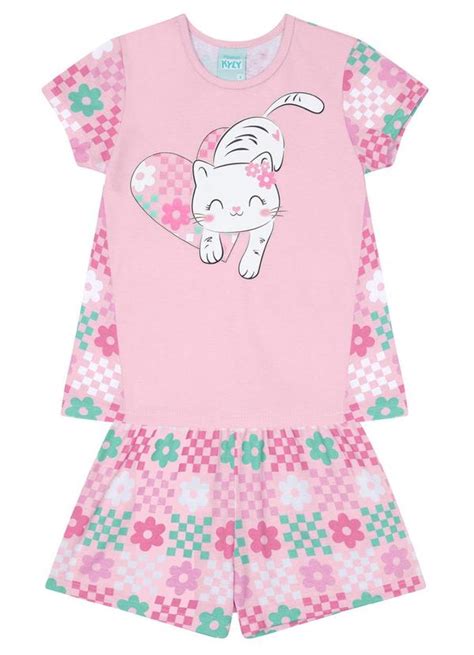 Pijama Brilha No Escuro Infantil Menina Rosa Kyly